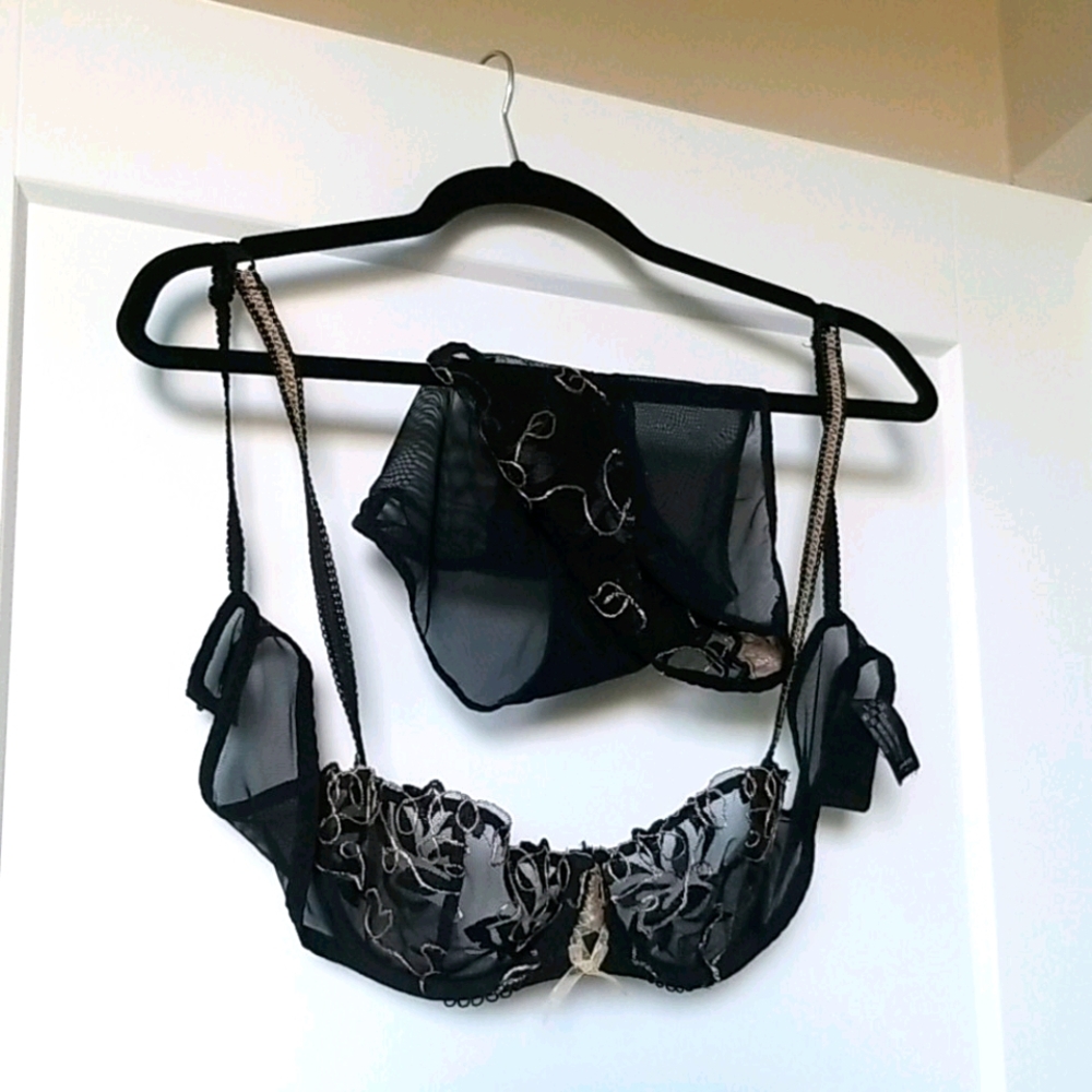 Aubade Paris Intimate Bra Set Black & Champagne Appli… - Gem